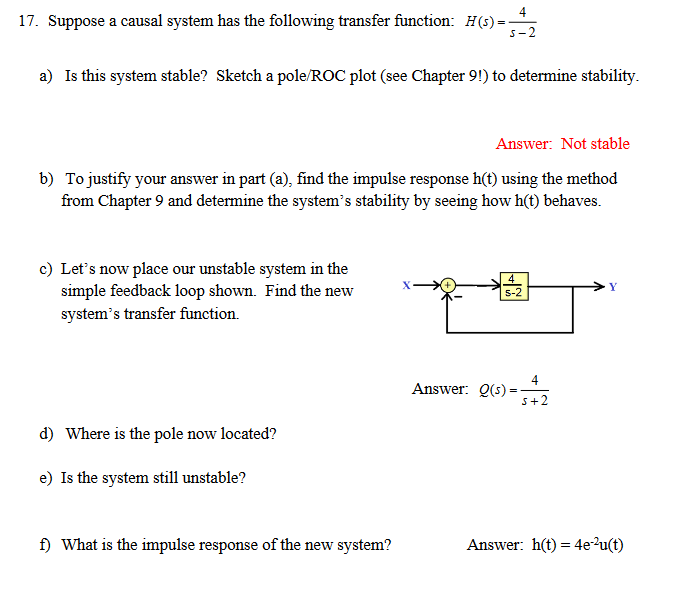 Solved 17. Suppose a causal system has the following | Chegg.com