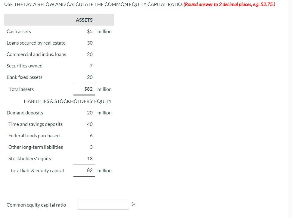 Solved USE THE DATA BELOW AND CALCULATE THE COMMON EQUITY | Chegg.com