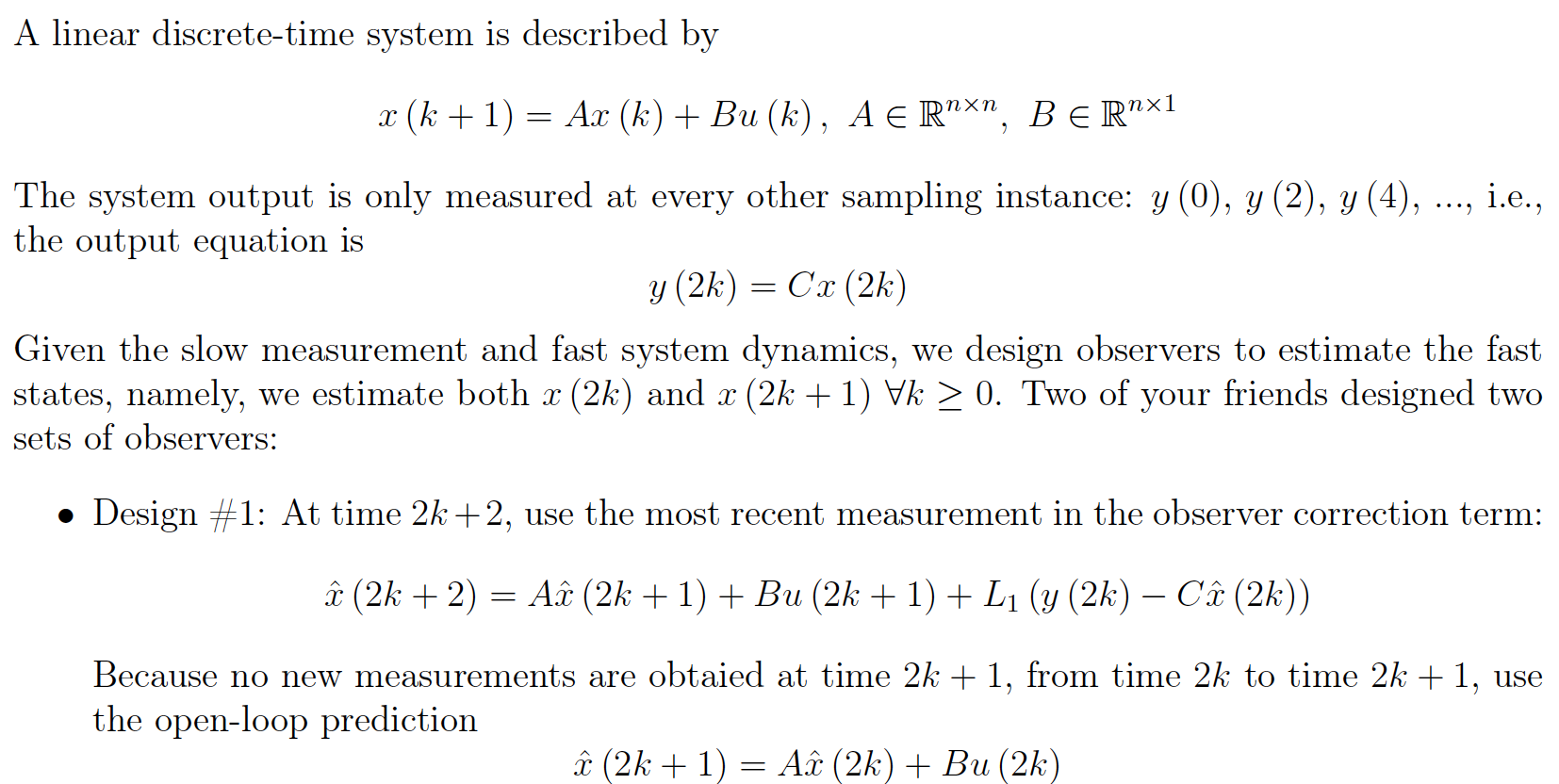 Solved A linear discrete-time system is described by x (k + | Chegg.com