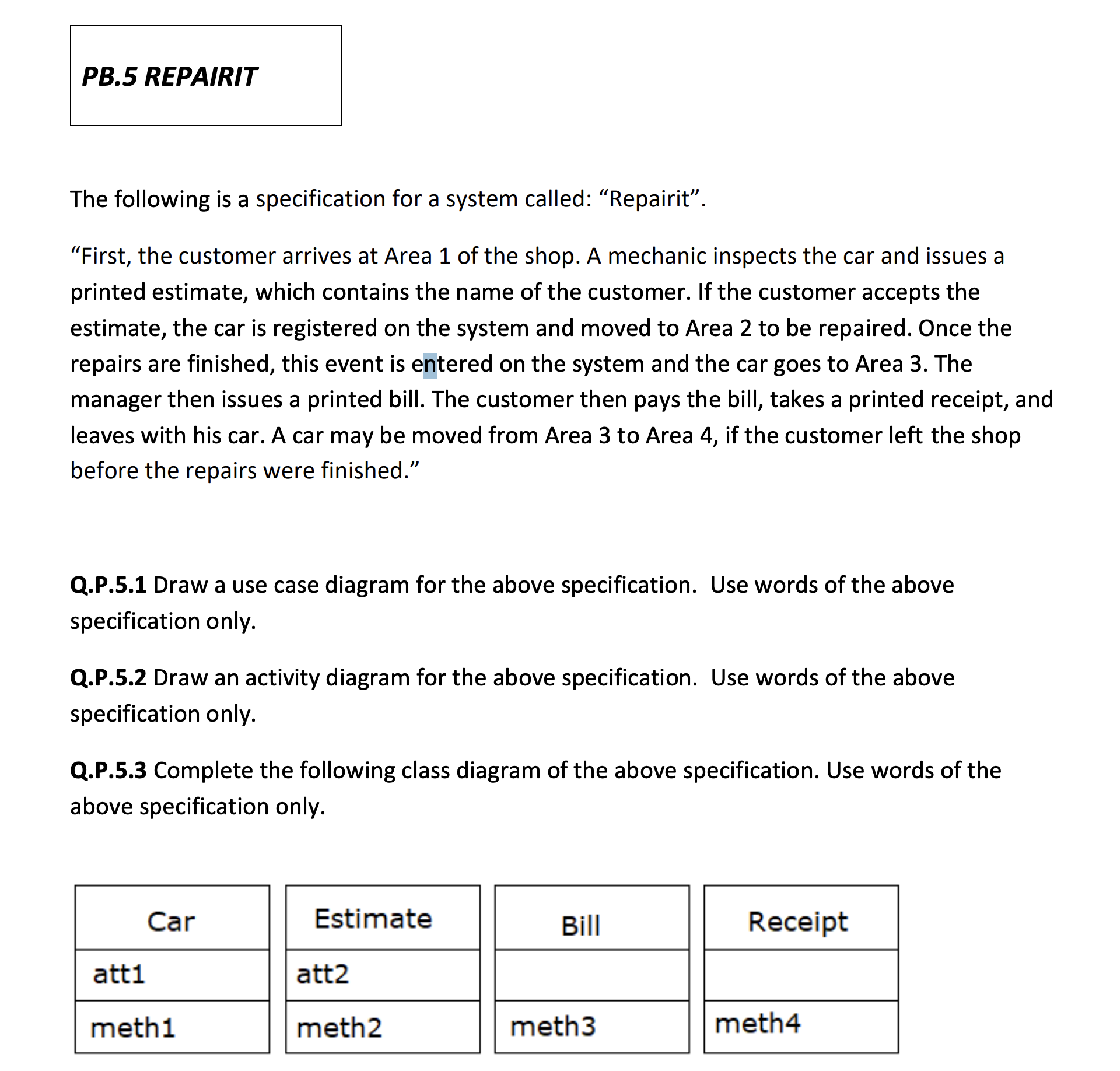 Solved The following is a specification for a system called: | Chegg.com