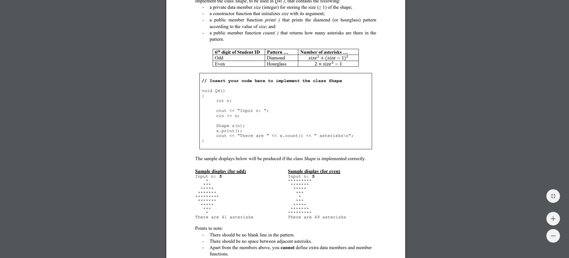 Solved Implement The Class Shape To Be Used In 04 That 