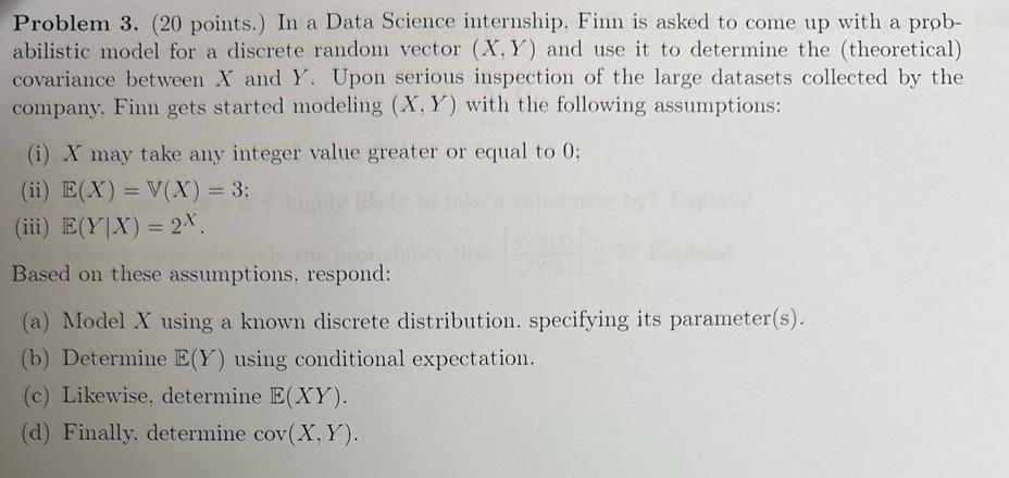 Solved Problem 3. (20 points.) In a Data Science internship. | Chegg.com