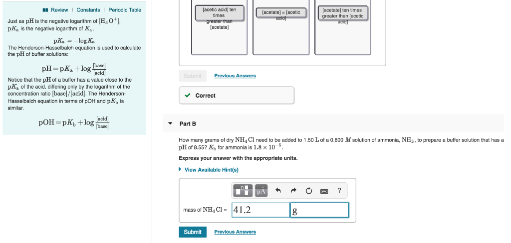 Solved Review Constants| Periodic Table [acetic acid] ten | Chegg.com