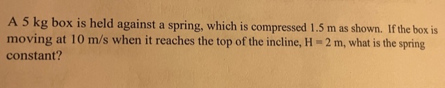 Solved A 5 kg box is held against a spring, which is | Chegg.com