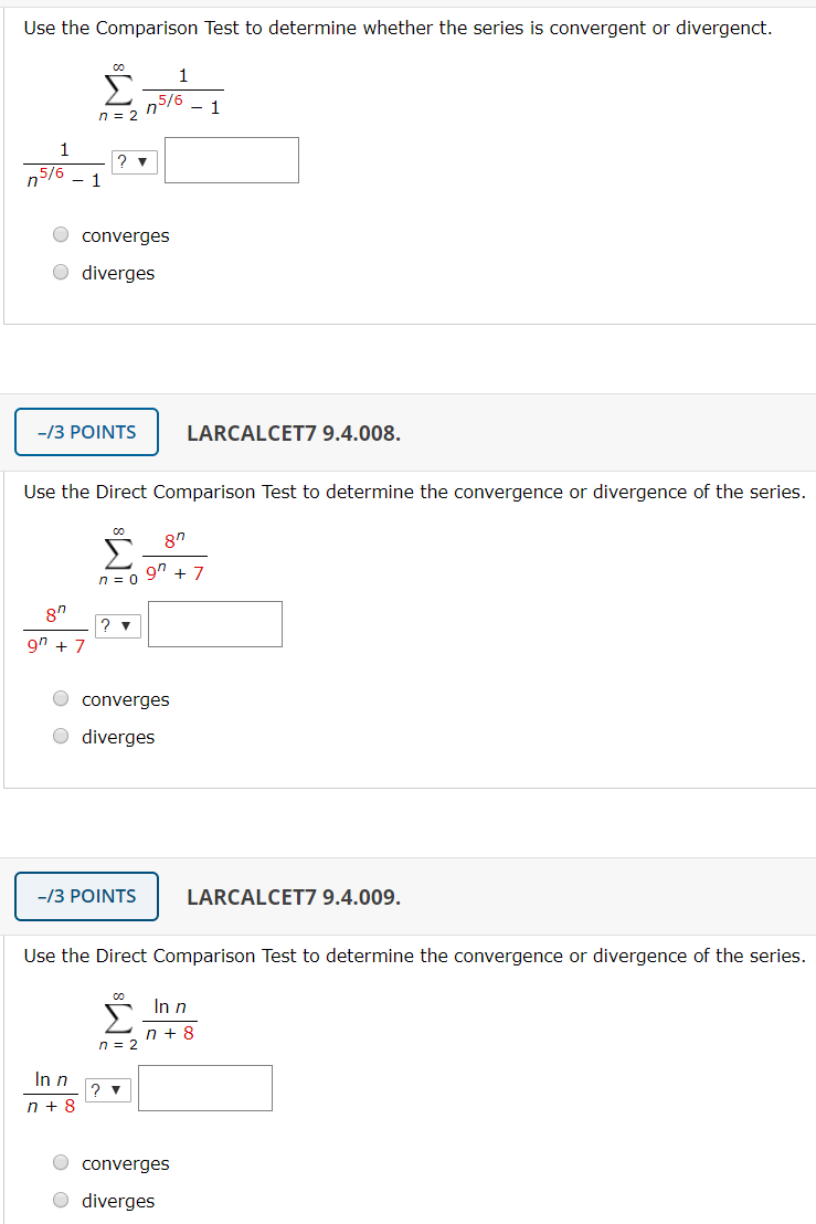 Solved Use the Comparison Test to determine whether the | Chegg.com