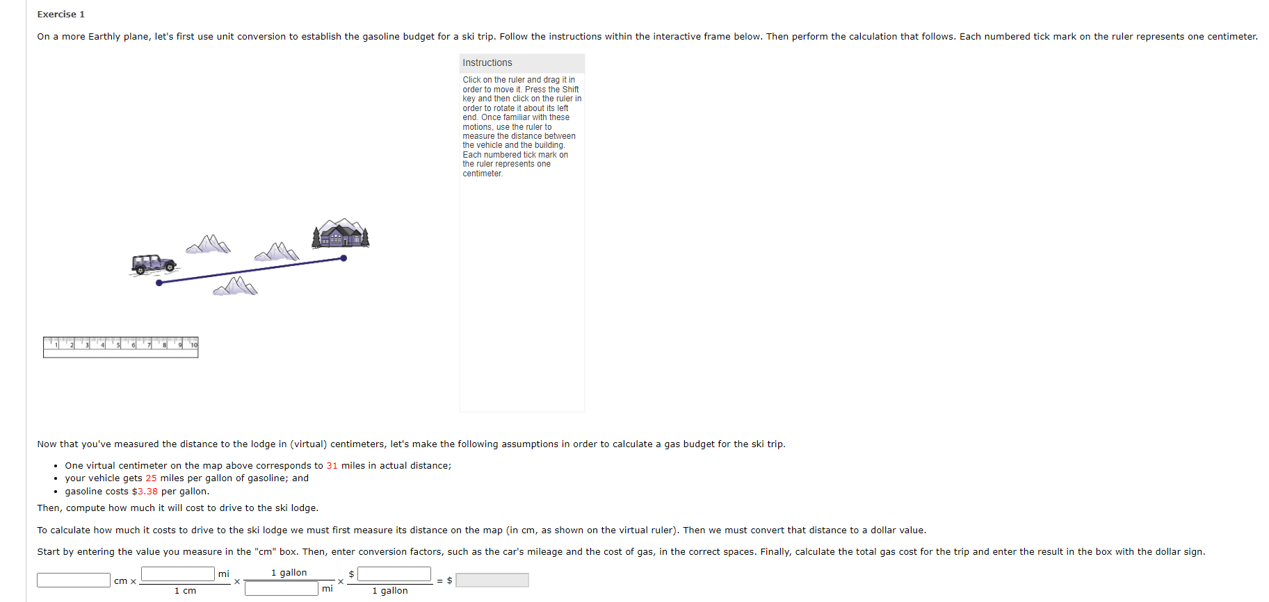 Solved One virtual centimeter on the map above corresponds | Chegg.com