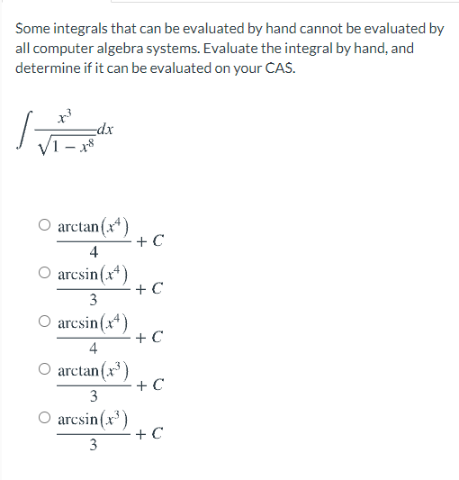 Solved Some integrals that can be evaluated by hand cannot | Chegg.com