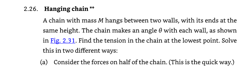 .26. Hanging chain ** A chain with mass M hangs | Chegg.com