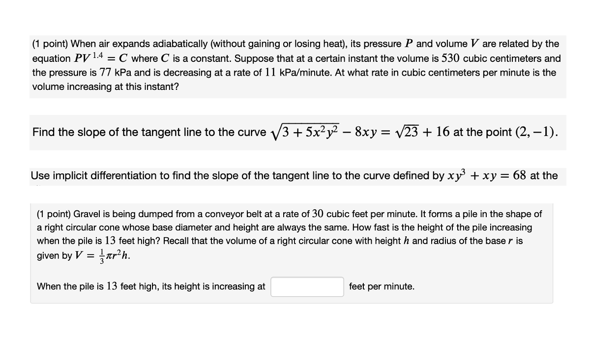 Solved (1 point) When air expands adiabatically (without | Chegg.com