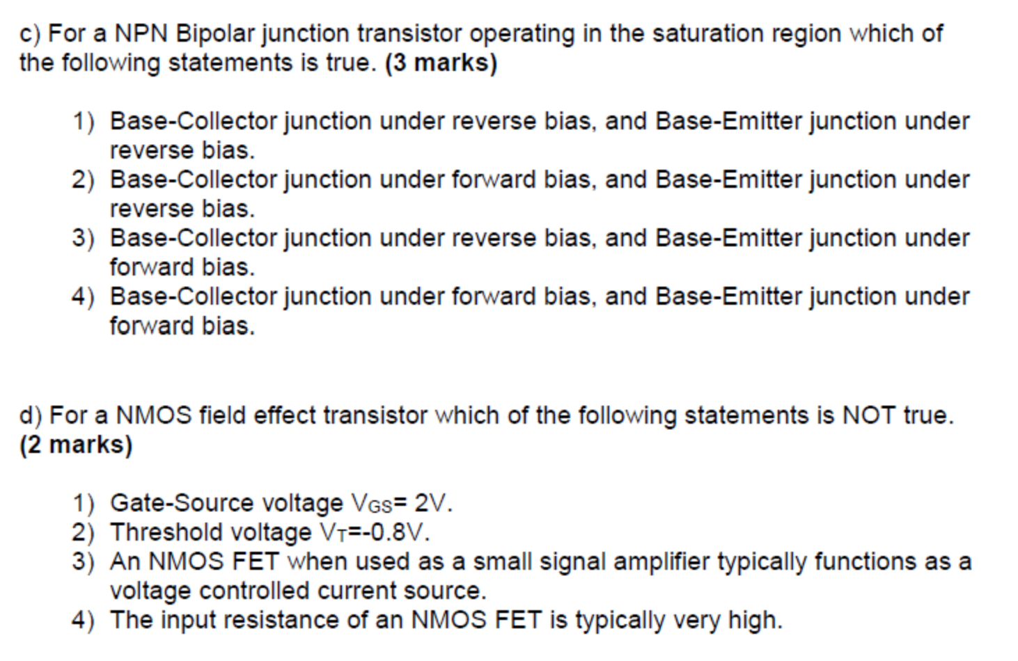 Solved Question 1 Multiple Choice [10 Marks] For the | Chegg.com