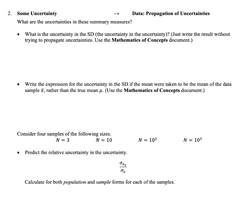 Solved Some Uncertainty → Data: Propagation of Uncertainties | Chegg.com