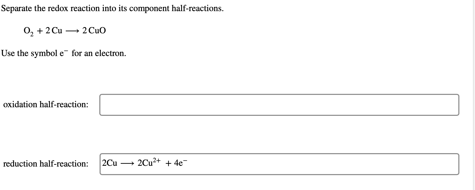 [Solved]: Separate the redox reaction into its component ha