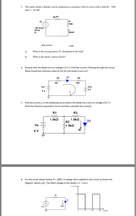 Solved The motor inside a blender can be modeled as a | Chegg.com