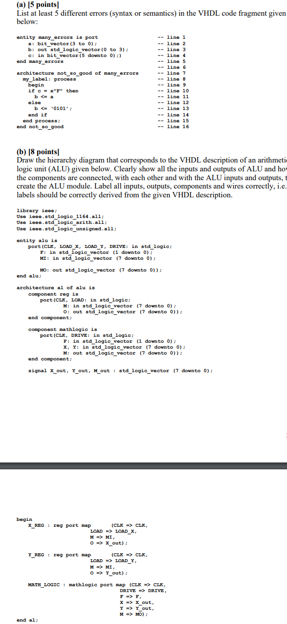 Solved (a) [5 points) List at least 5 different errors | Chegg.com