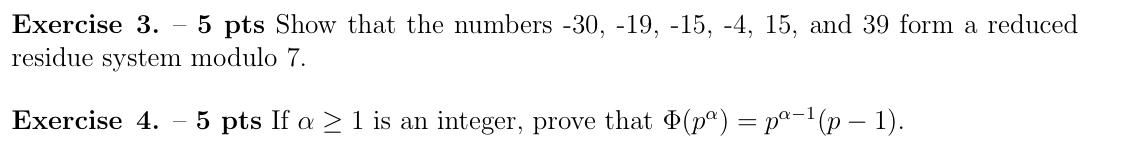 Solved Exercise 3. - 5 pts Show that the numbers | Chegg.com