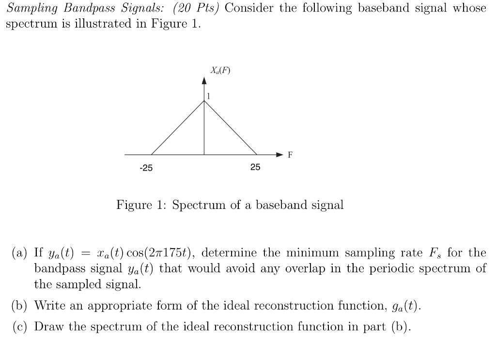 Solved Sampling Bandpass Signals: (20 pts) Consider the | Chegg.com