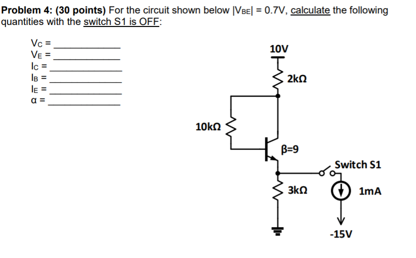 Solved Problem 4: (30 points) For the circuit shown below | Chegg.com