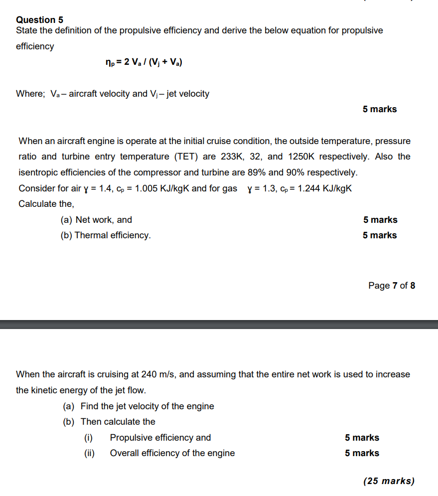 Solved Question 5 State the definition of the propulsive | Chegg.com
