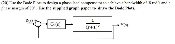 Solved (20) Use the Bode Plots to design a phase lead | Chegg.com