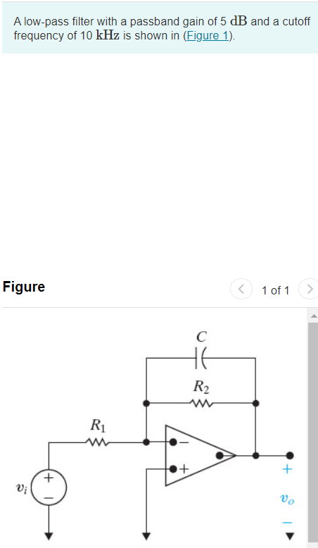 Solved A low-pass filter with a passband gain of 5 dB and a | Chegg.com