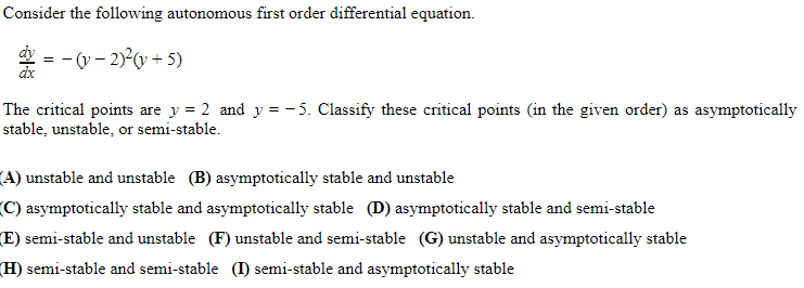 Solved Consider the following autonomous first order | Chegg.com