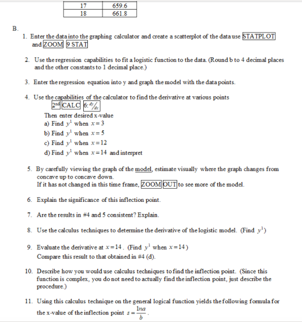 17 18 659.6 661.8 B. 1. Enter the data into the | Chegg.com