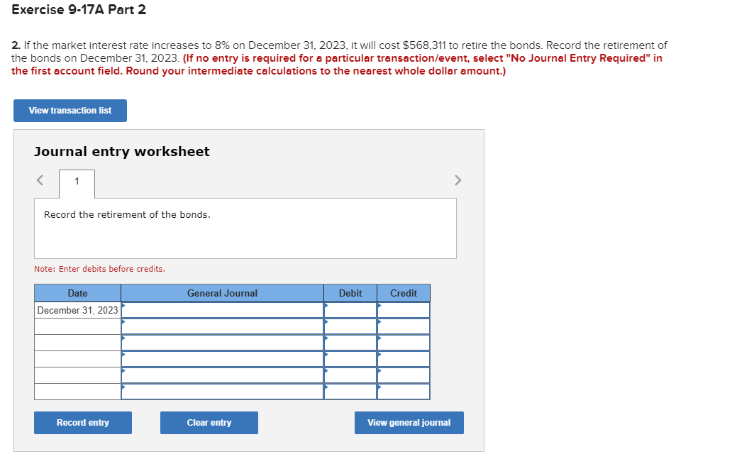 Solved Required information Exercise 9-17A Record the early | Chegg.com