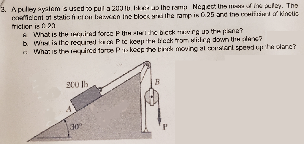 Solved 3. A pulley system is used to pull a 200 lb. block up | Chegg.com