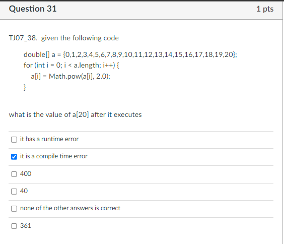 Solved TJ07_38. given the following code what is the value | Chegg.com