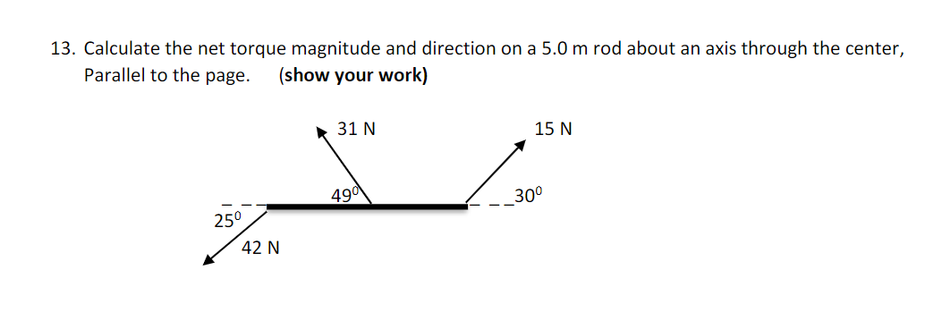 Solved 13. Calculate the net torque magnitude and direction | Chegg.com