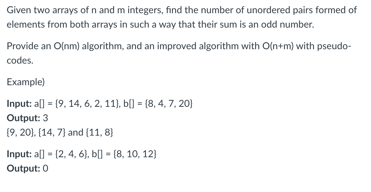 Given two arrays of n and m integers, find the number | Chegg.com
