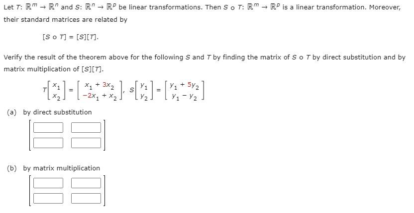 Solved Let T: RM -R" and S: R9 RP be linear transformations. | Chegg.com