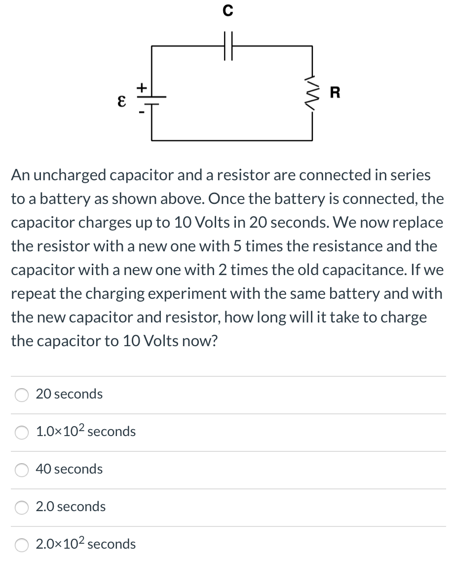Solved An uncharged capacitor and a resistor are connected | Chegg.com