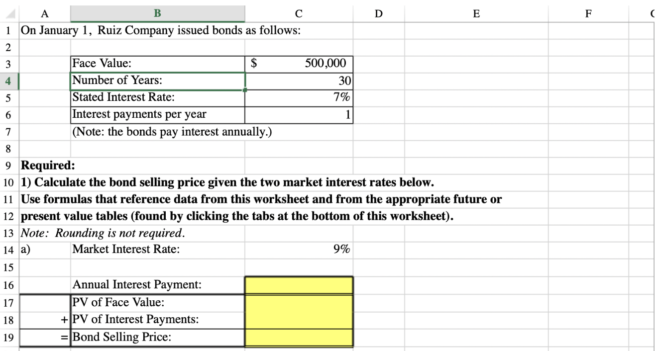 Solved Bond Pricing using Present Value Tables using Excel's | Chegg.com