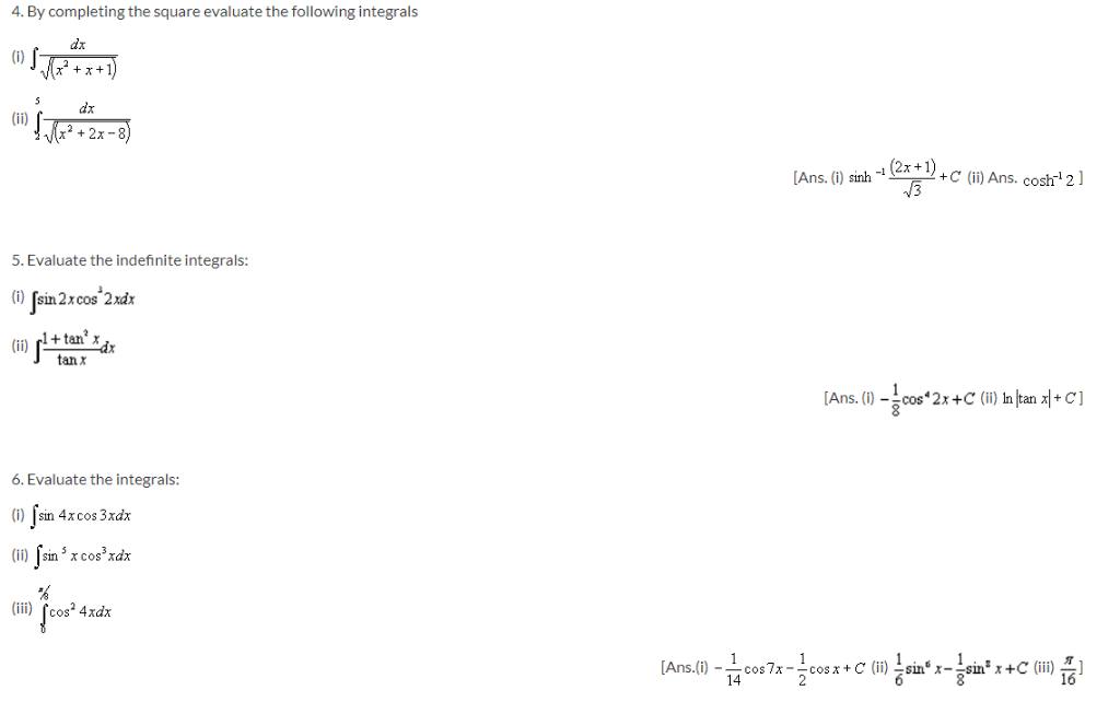 Solved 4. By completing the square evaluate the following | Chegg.com