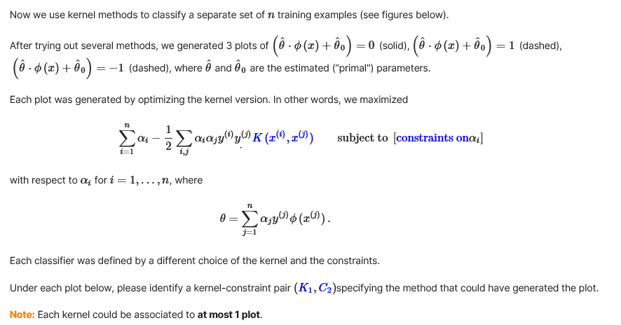 Solved Now we use kernel methods to classify a separate set | Chegg.com