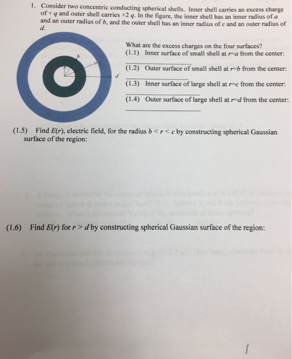 Solved 1. Consider two concentric conducting spherical | Chegg.com