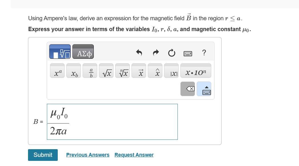 Solved Using Ampere's law, derive an expression for the | Chegg.com