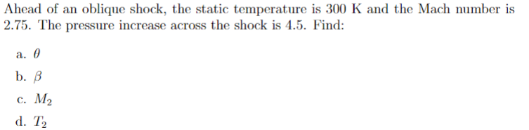 Solved Ahead of an oblique shock, the static temperature is | Chegg.com