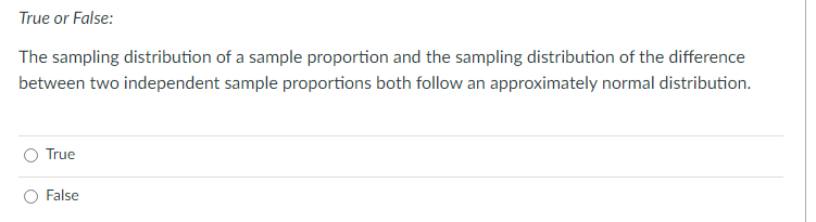 Solved True or False: The sampling distribution of a sample | Chegg.com