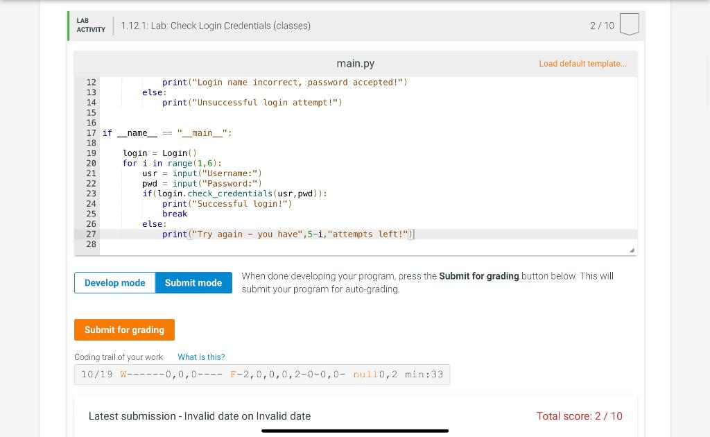 Solved Complete the Log in class implementation. For the | Chegg.com