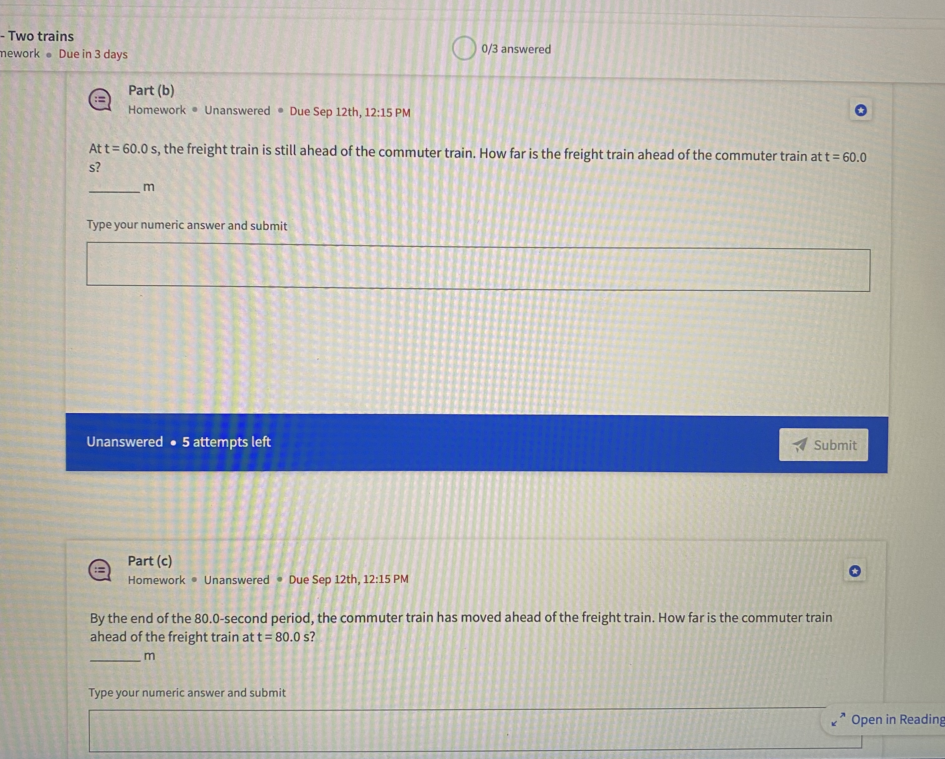 Solved Al - Two trains Two trains, a freight train and a | Chegg.com