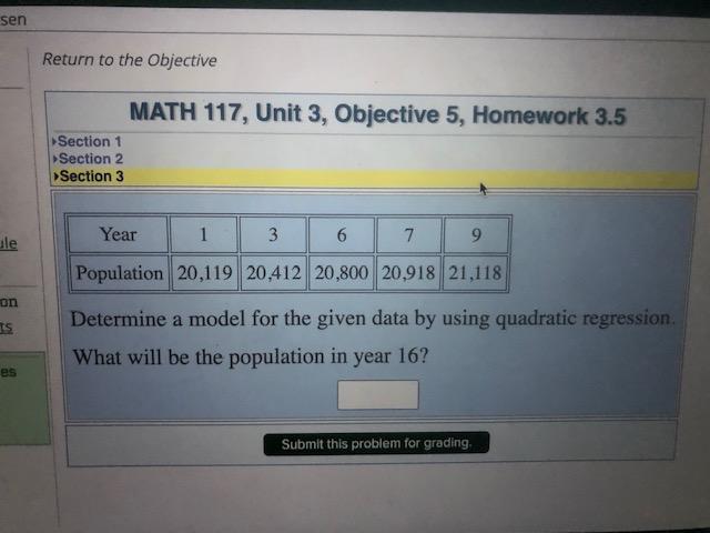Solved sen Return to the Objective MATH 117, Unit 3, | Chegg.com