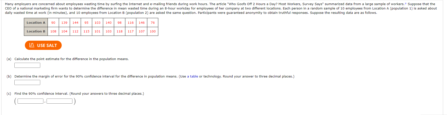 Solved (a) Calculate the point estimate for the difference | Chegg.com