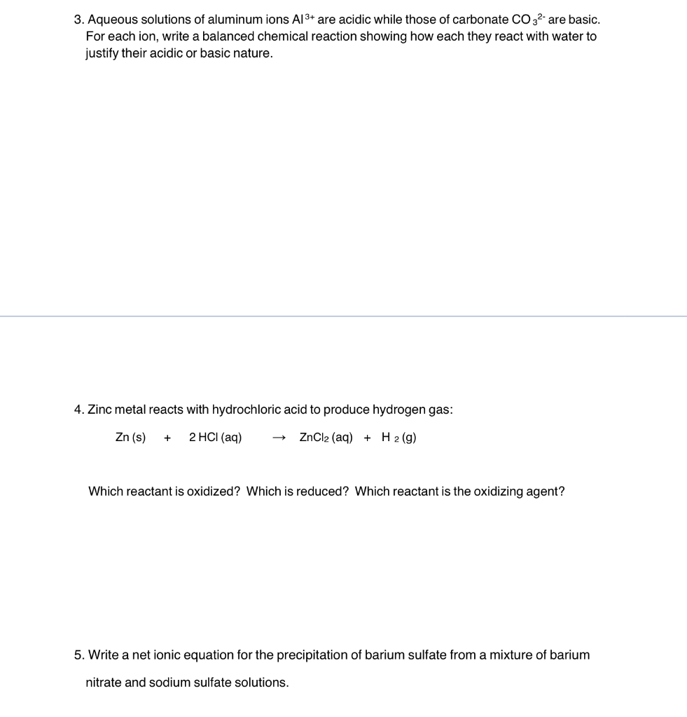 Solved 3. Aqueous solutions of aluminum ions Al3+ are acidic | Chegg.com