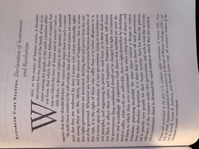 ELIZABETH CADY STANTON Declaration of Sentiments and | Chegg.com