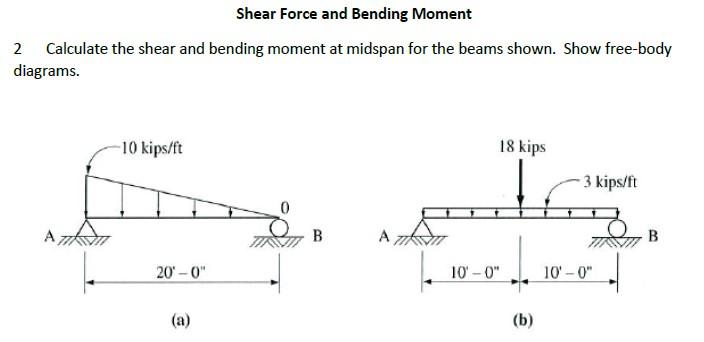Solved Shear Force and Bending Moment 2 Calculate the shear | Chegg.com