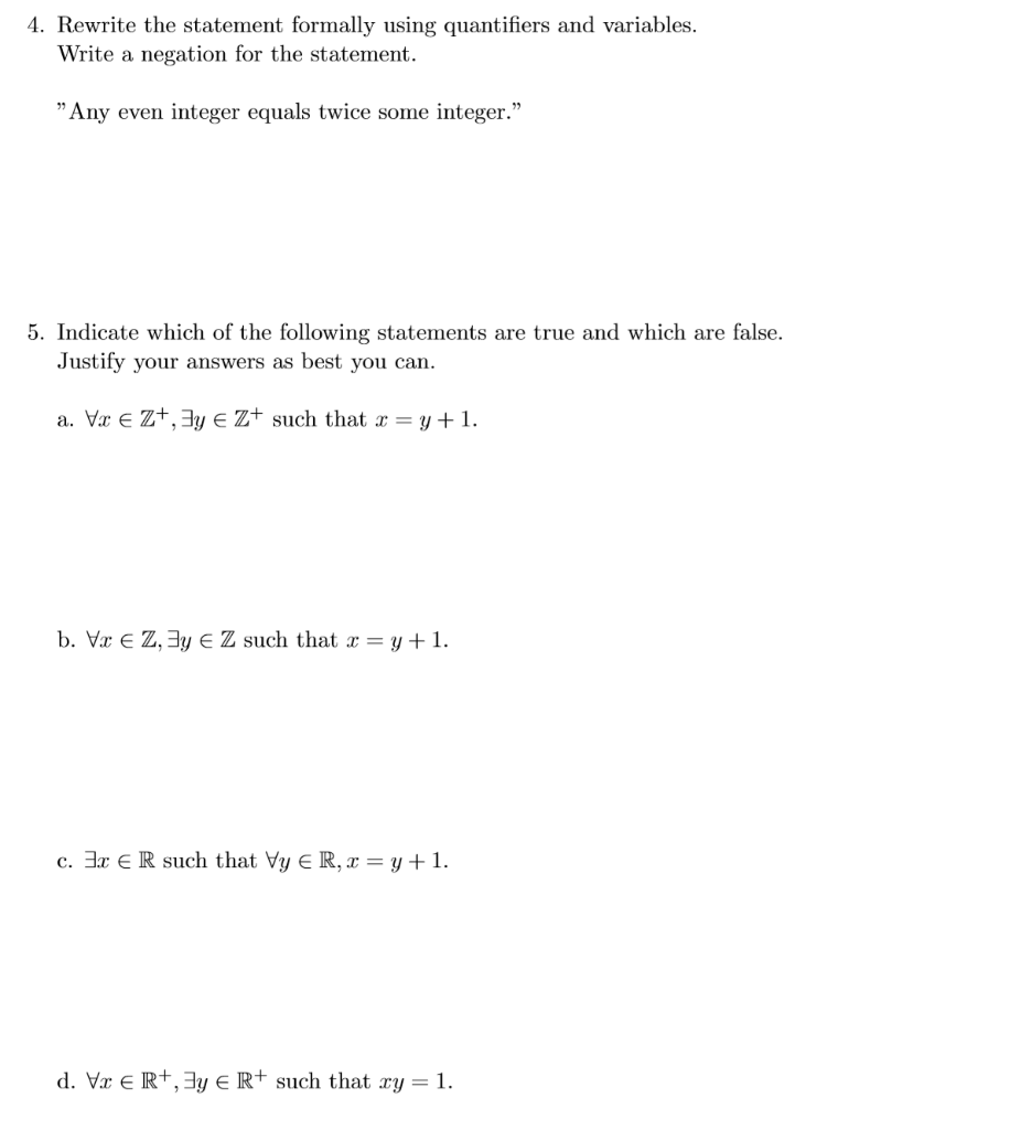 Solved Rewrite The Statement Formally Using Quantifiers 6022