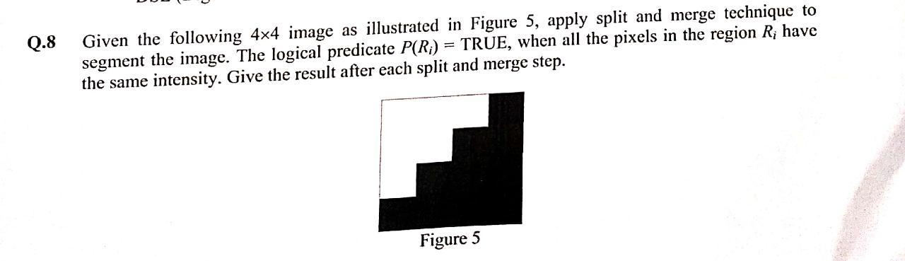 Solved Q.8 Given the following 4x4 image as illustrated in | Chegg.com