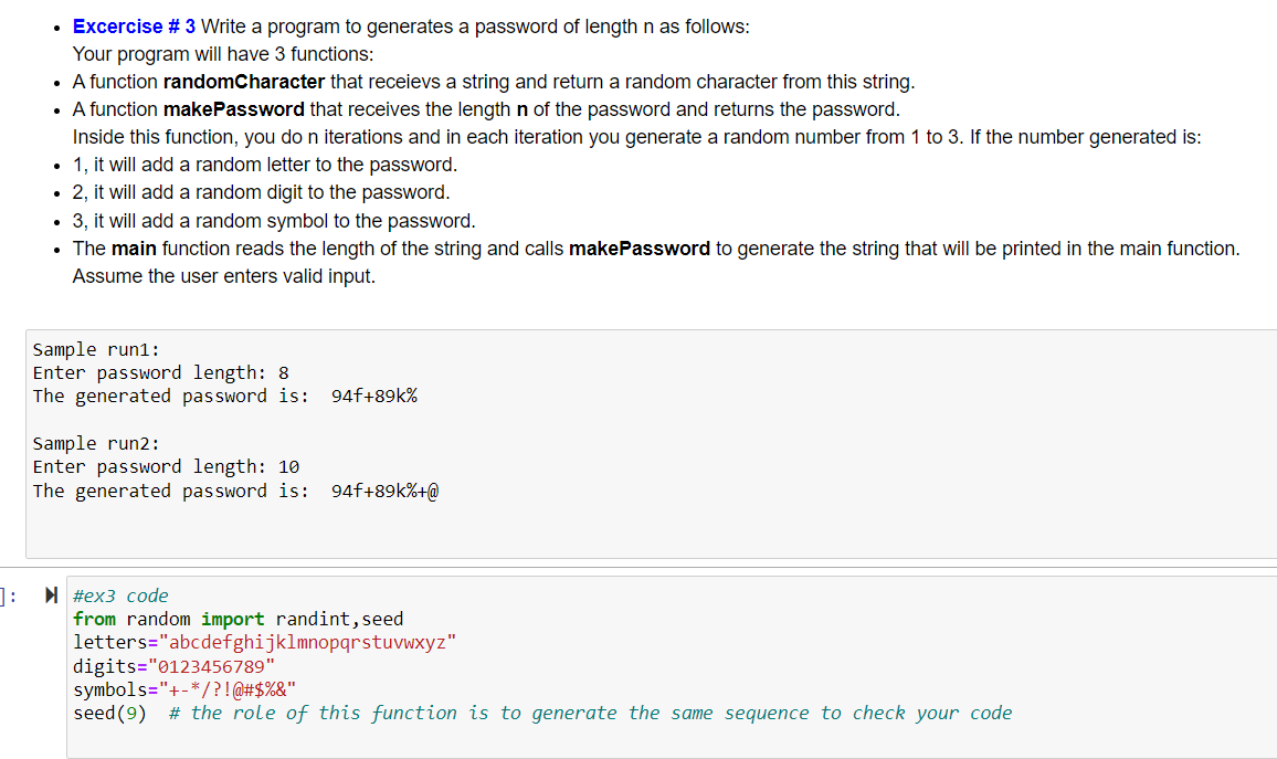 Solved ex3 codefrom Random Import Randint